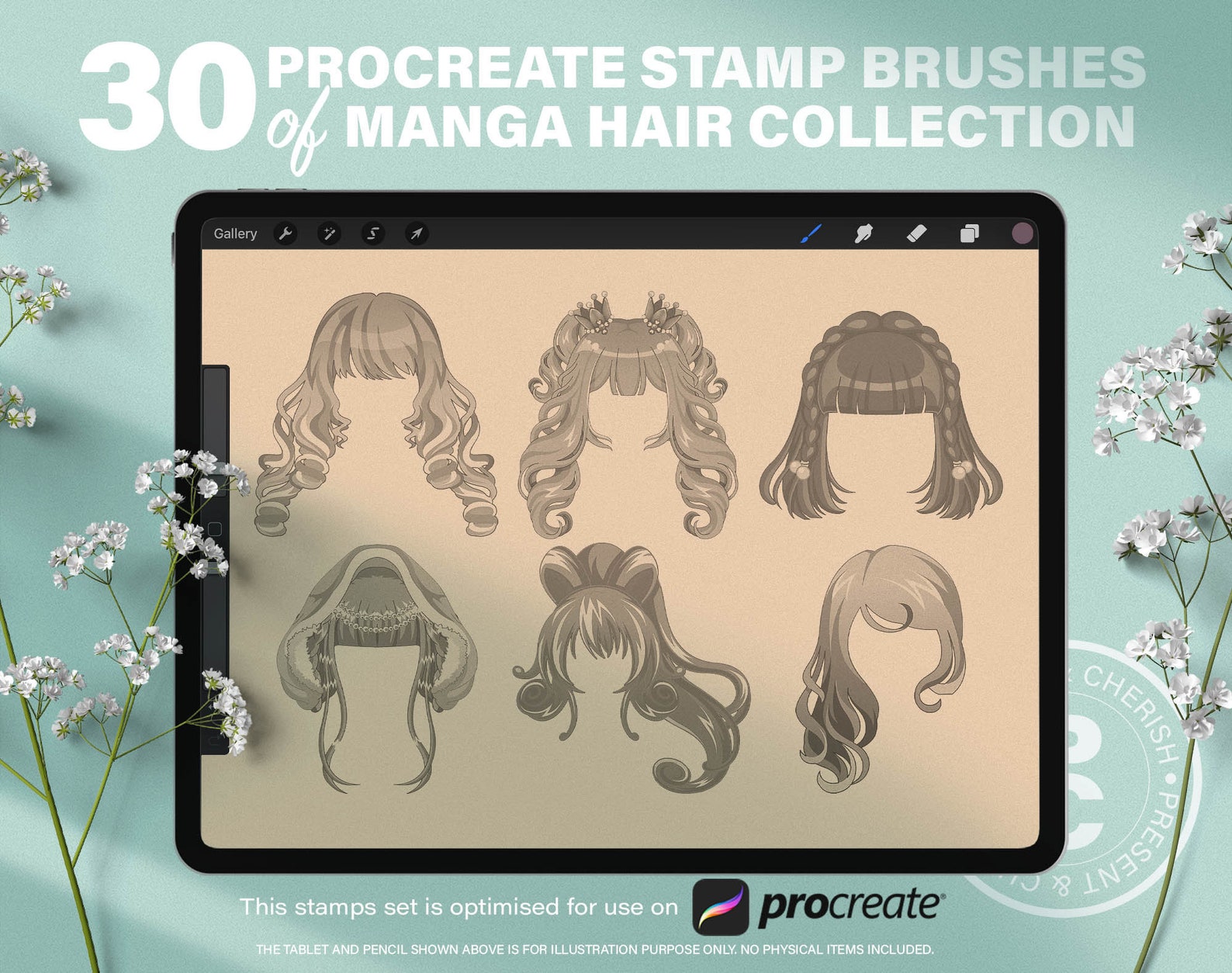 30 Procreate Stamp Brushes of Manga Hair Collection. Anime - Etsy