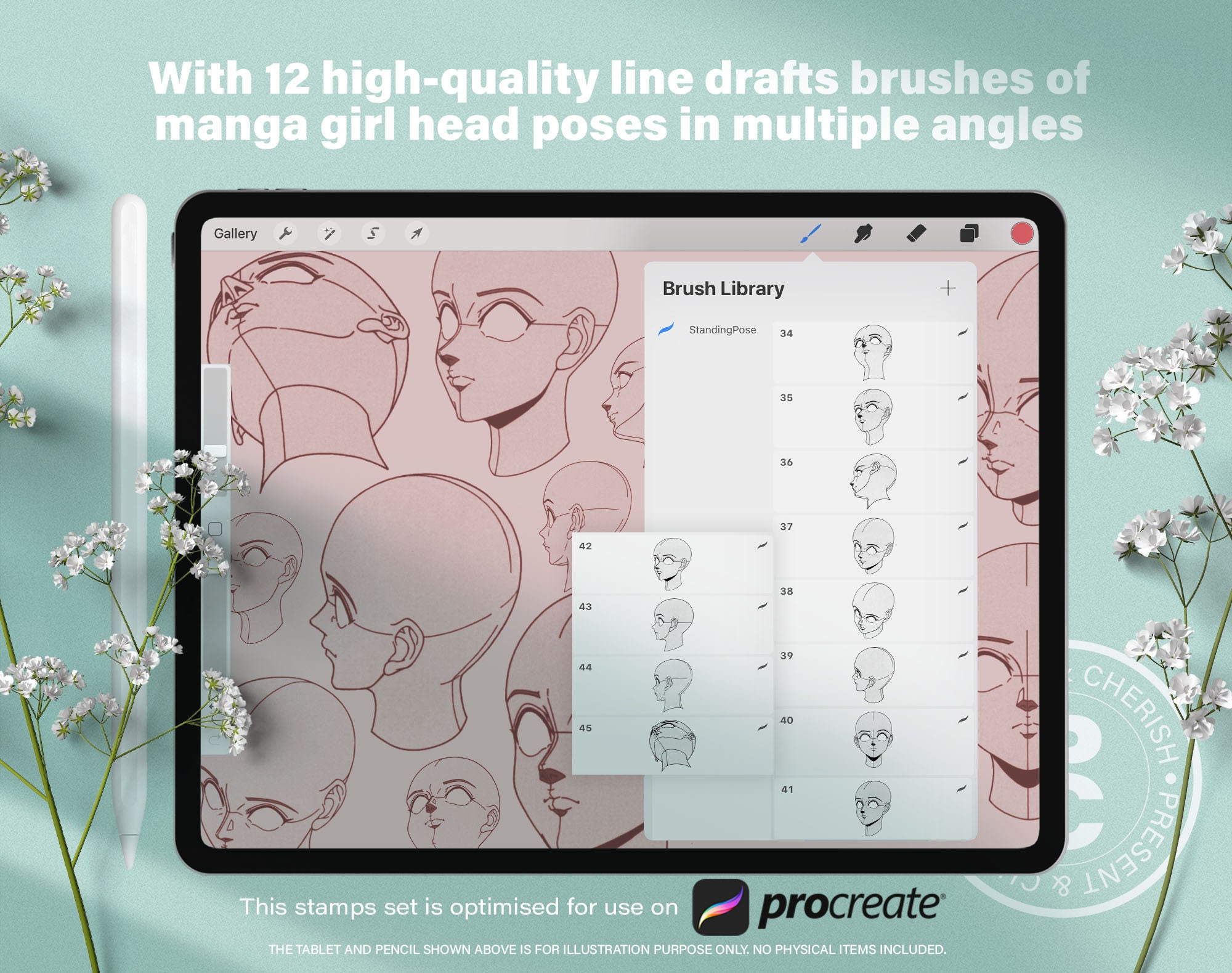 46 Procreate Anime Female Head and Body Brush Stamps Set. 34 | Etsy