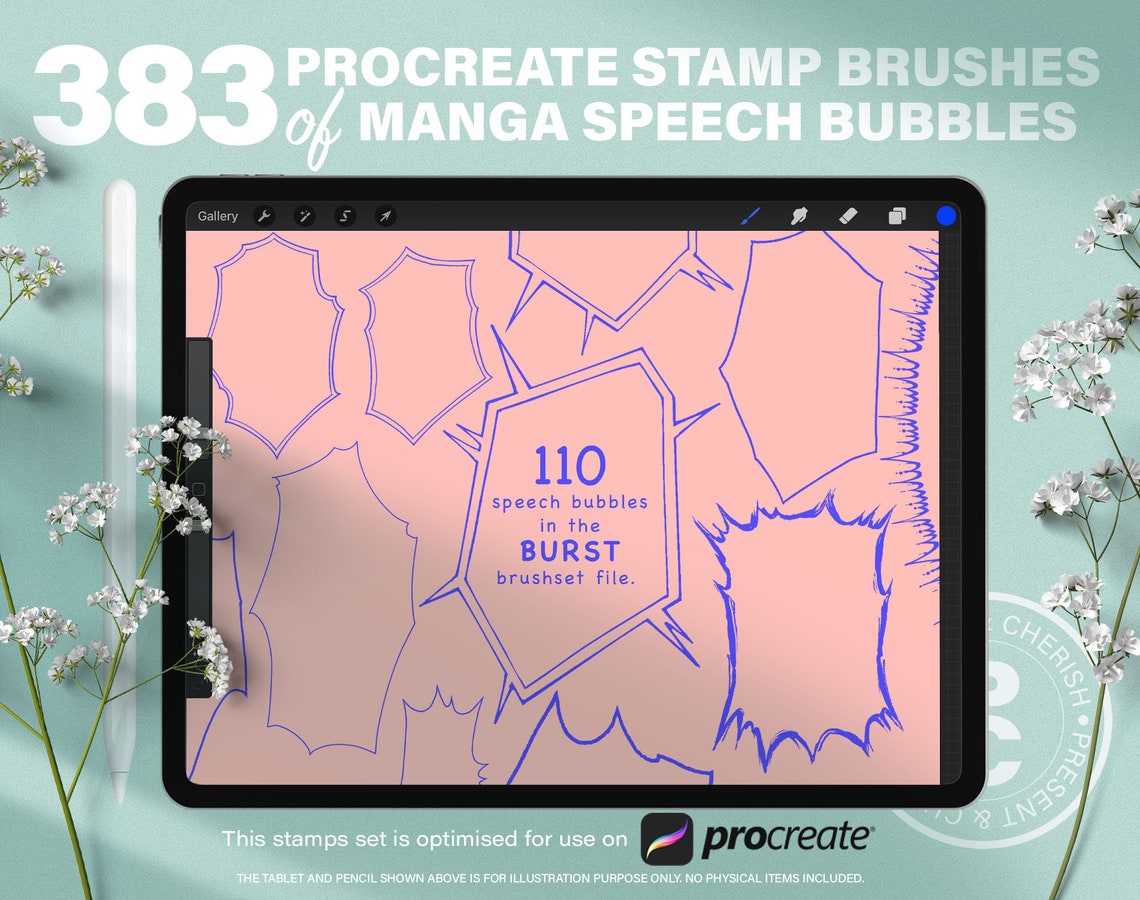 383 Procreate Stamp Brushes of Manga Speech Bubbles Bundle. - Etsy