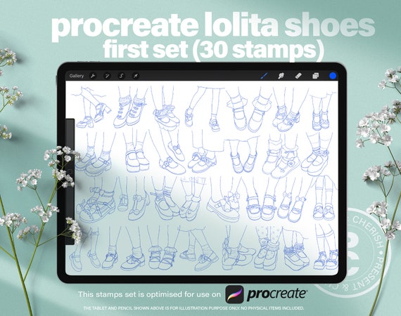Procreate Shoe Stamps of Lolita Footwear Mary Jane Shoe | Etsy