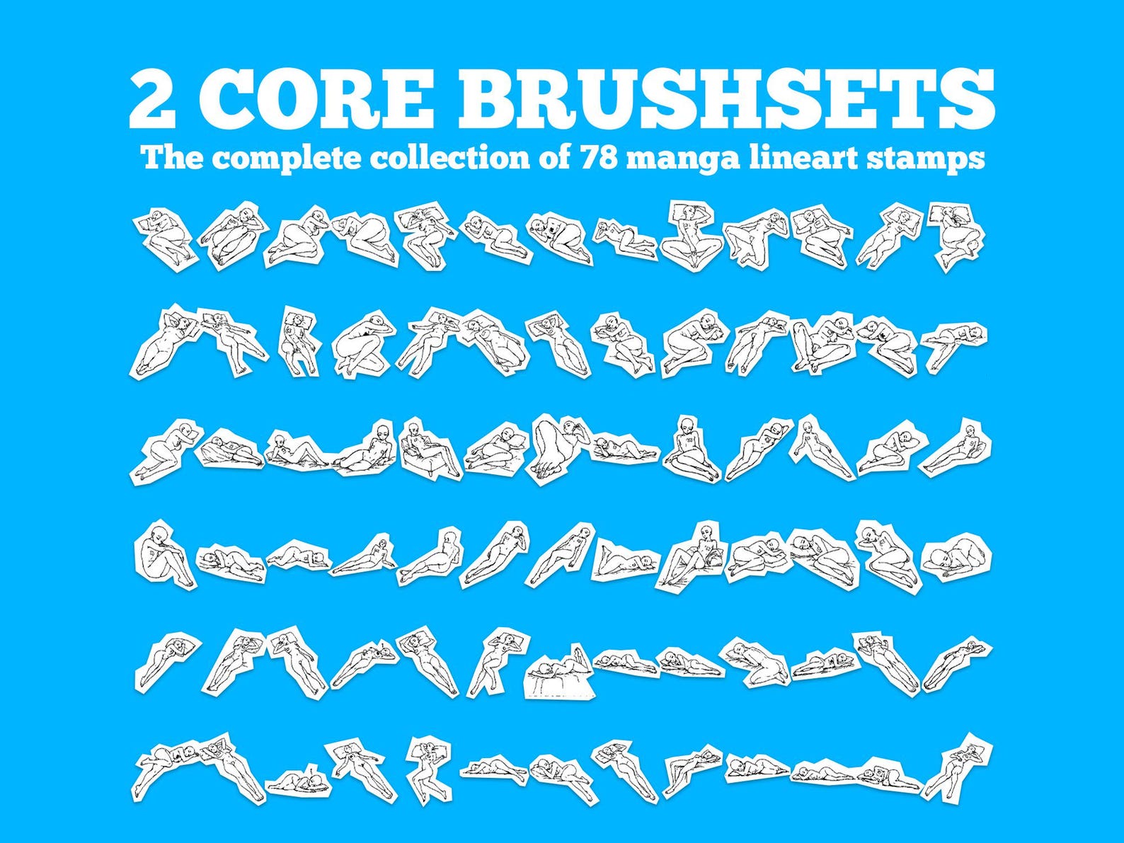 78 Procreate Anime Stamps - Manga Girl Line Art Bases | Dynamic Sleep ...