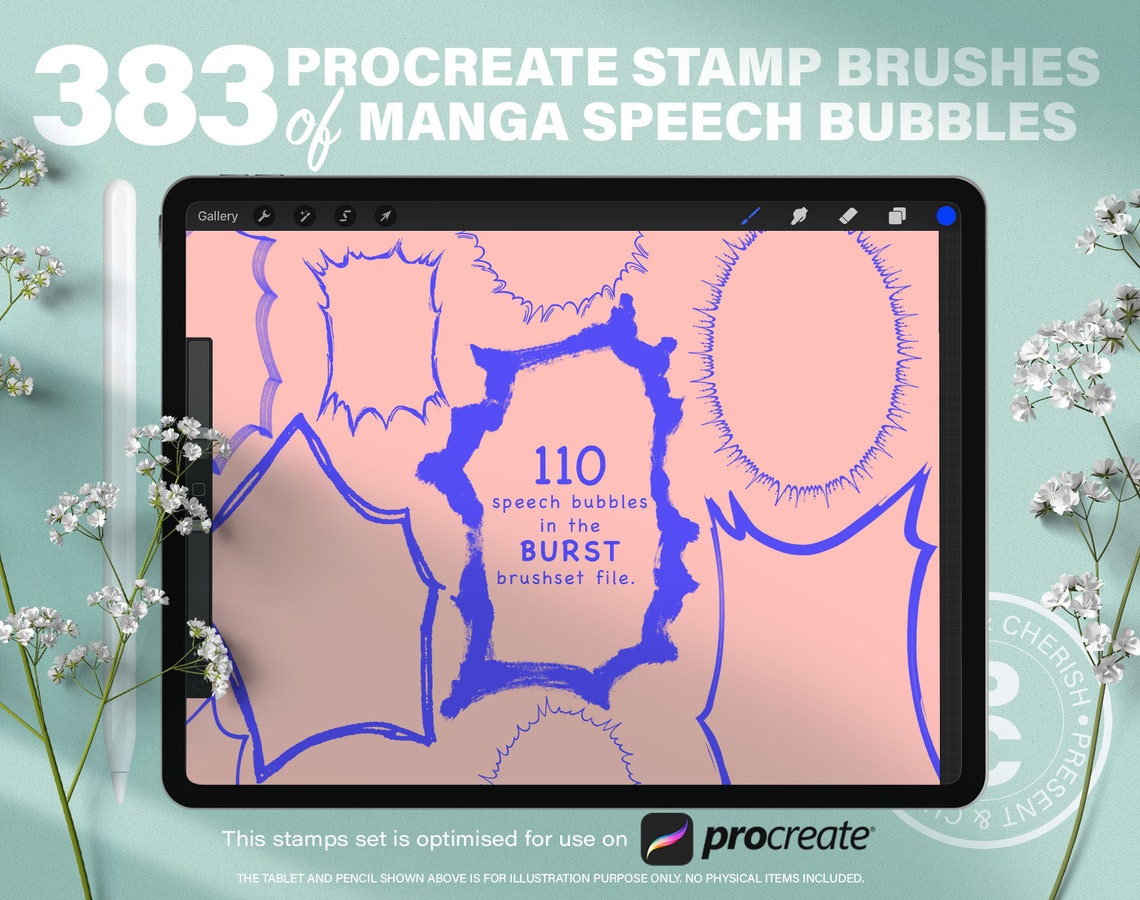 383 Procreate Stamp Brushes of Manga Speech Bubbles Bundle. - Etsy