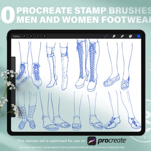 30 Procreate Stamps Brushes of Men and Women Footwear. Procreate Shoes ...