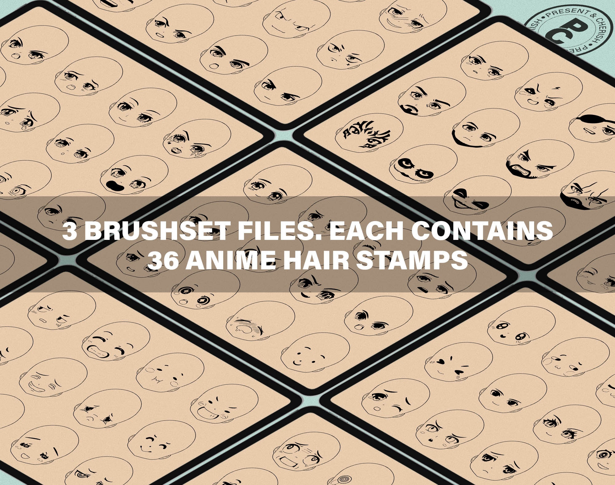 108 Procreate Anime Face Stamps Mega Bundle. Manga Head - Etsy