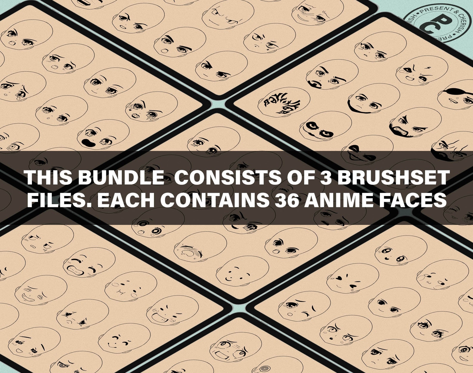 108 Procreate Anime Face Stamps Mega Bundle. Manga Head | Etsy