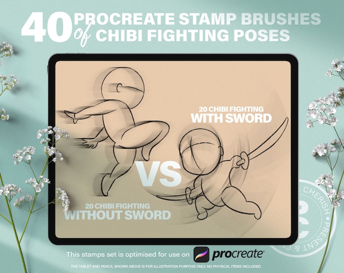 40 Chibi Procreate Fighting Poses Stamps Brushes. Cute Anime - Etsy