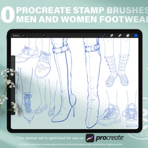 30 Procreate Stamps Brushes of Men and Women Footwear. Procreate Shoes ...