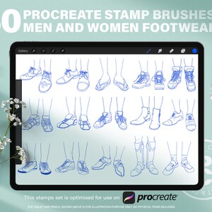 30 Procreate Stamps Brushes of Men and Women Footwear. Procreate Shoes ...
