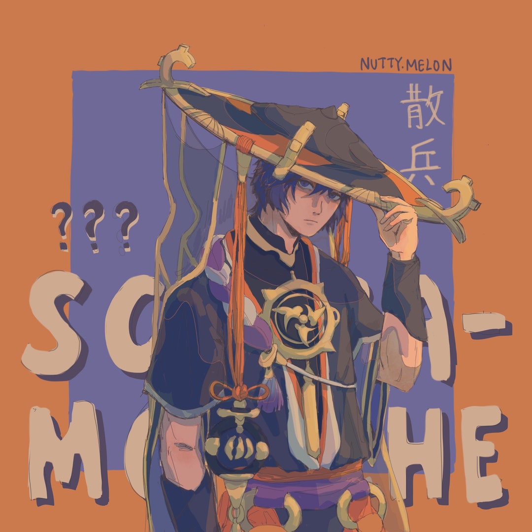 Scaramouche Art Print 6x6 -genshin Impact -digital Anime Painting -high ...