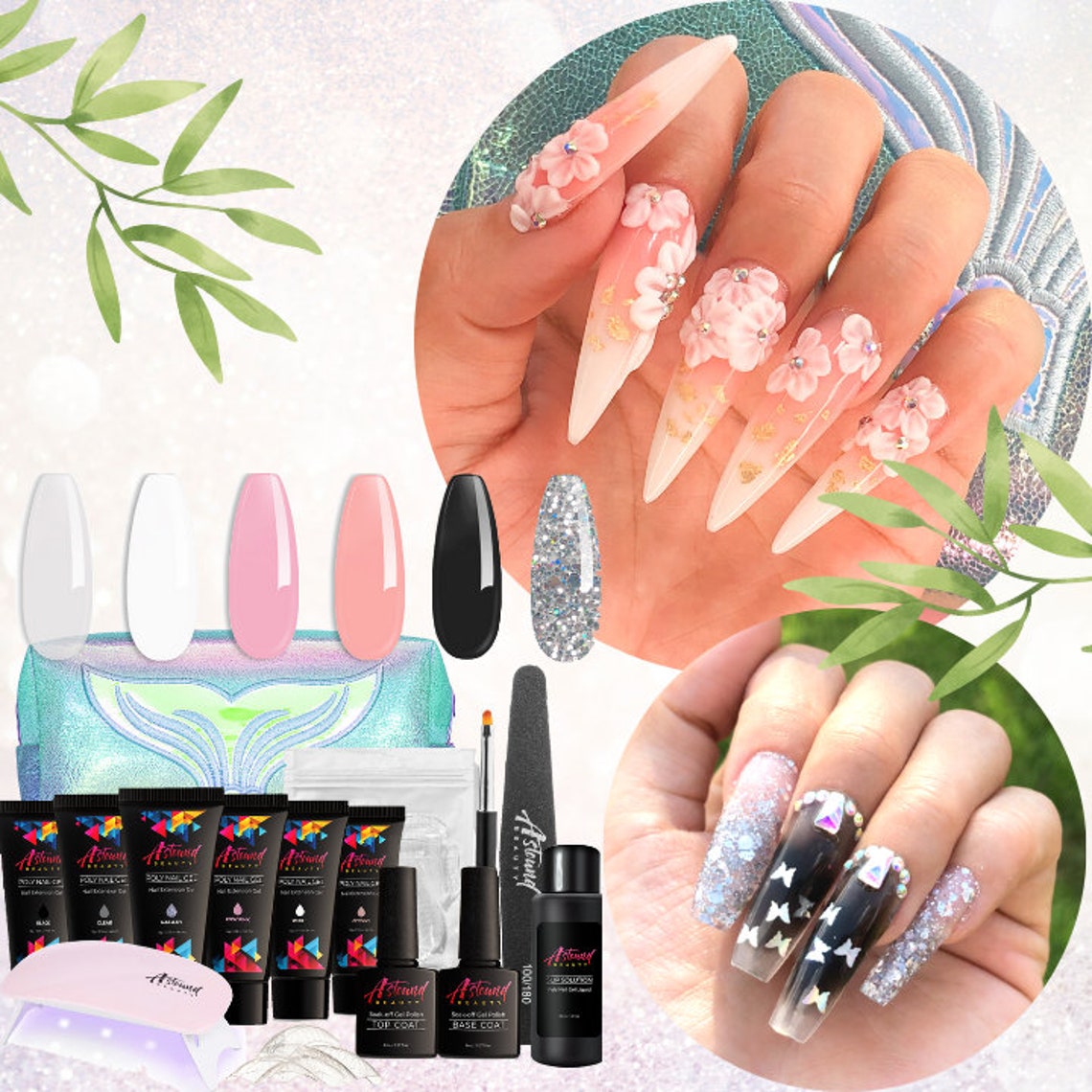 Poly Nail Gel Kit With LED Lamp Slip Solution Dual Forms and - Etsy