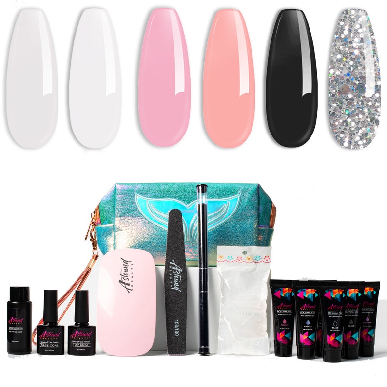 Poly Nail Gel Kit With LED Lamp Slip Solution Dual Forms and - Etsy