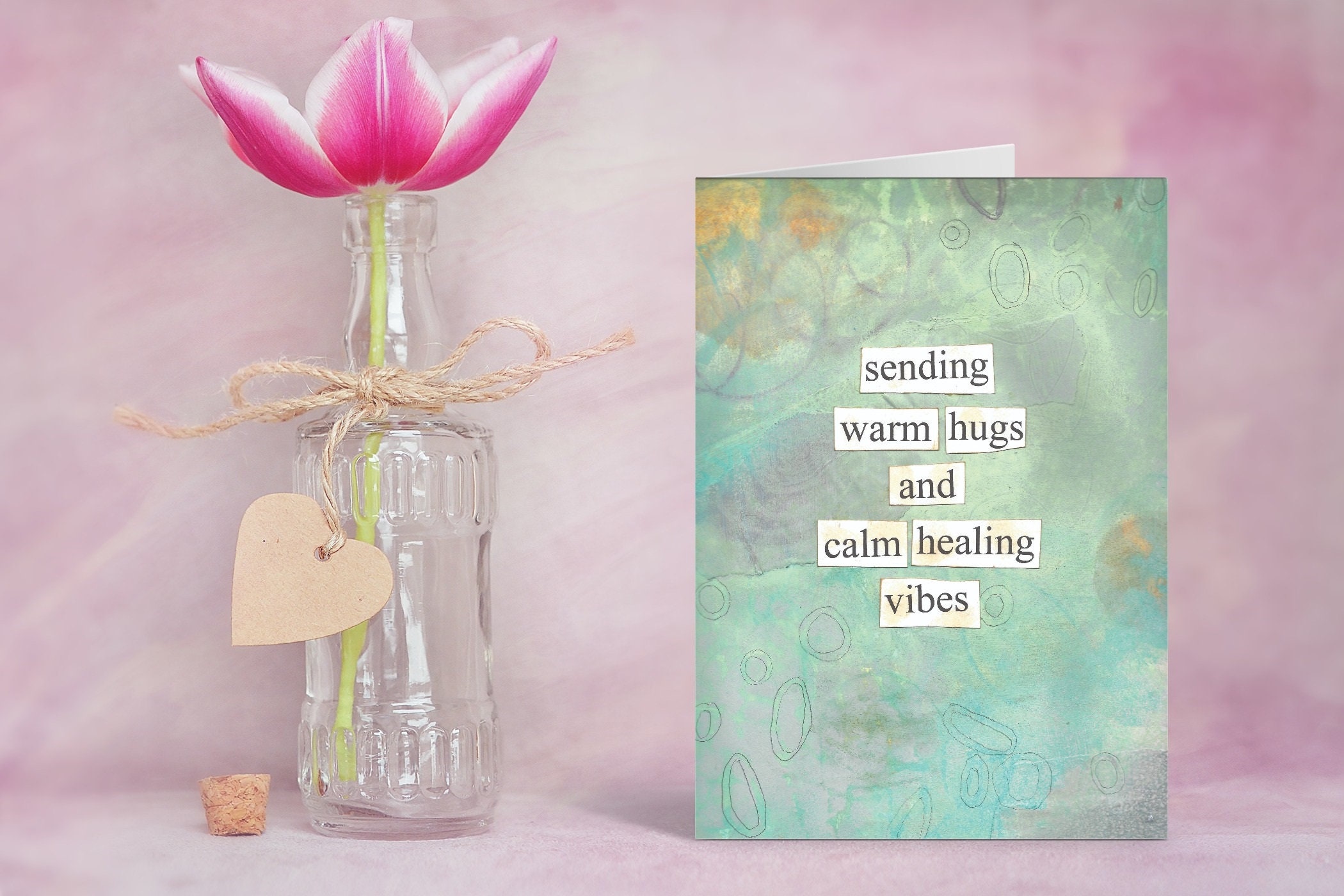Sending Warm Hugs And Calm Healing Vibes Get Well Greeting Card Warm