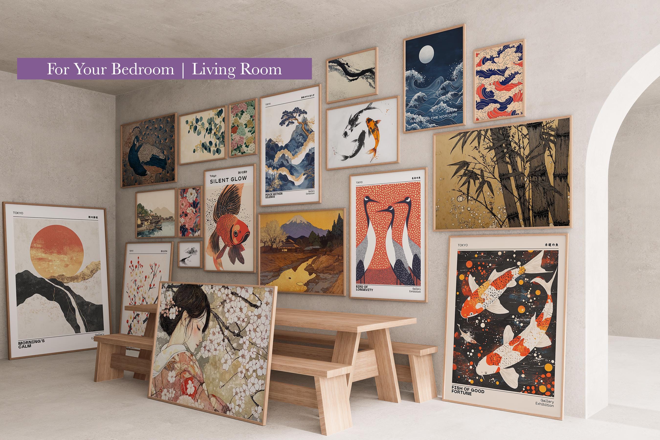 Japanese Wall Art Bundle| 100 Printable Vintage Maximalist Gallery ...