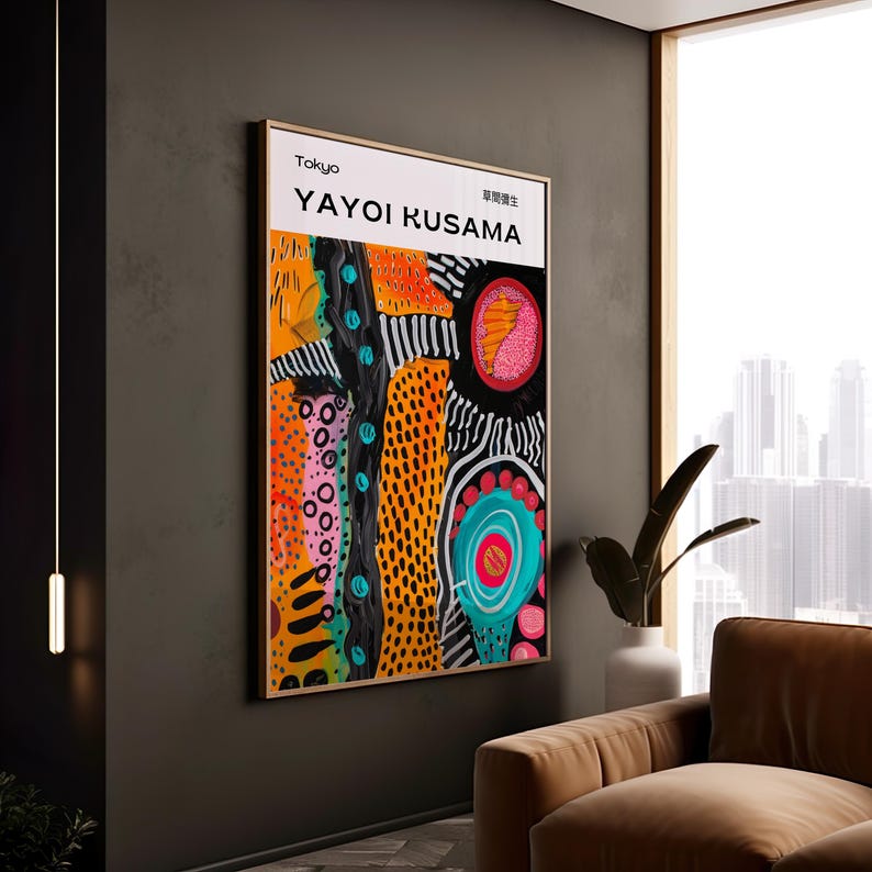 Yayoi Kusama Inspired Digital Art Japanese Art Dot Print Kusama ...