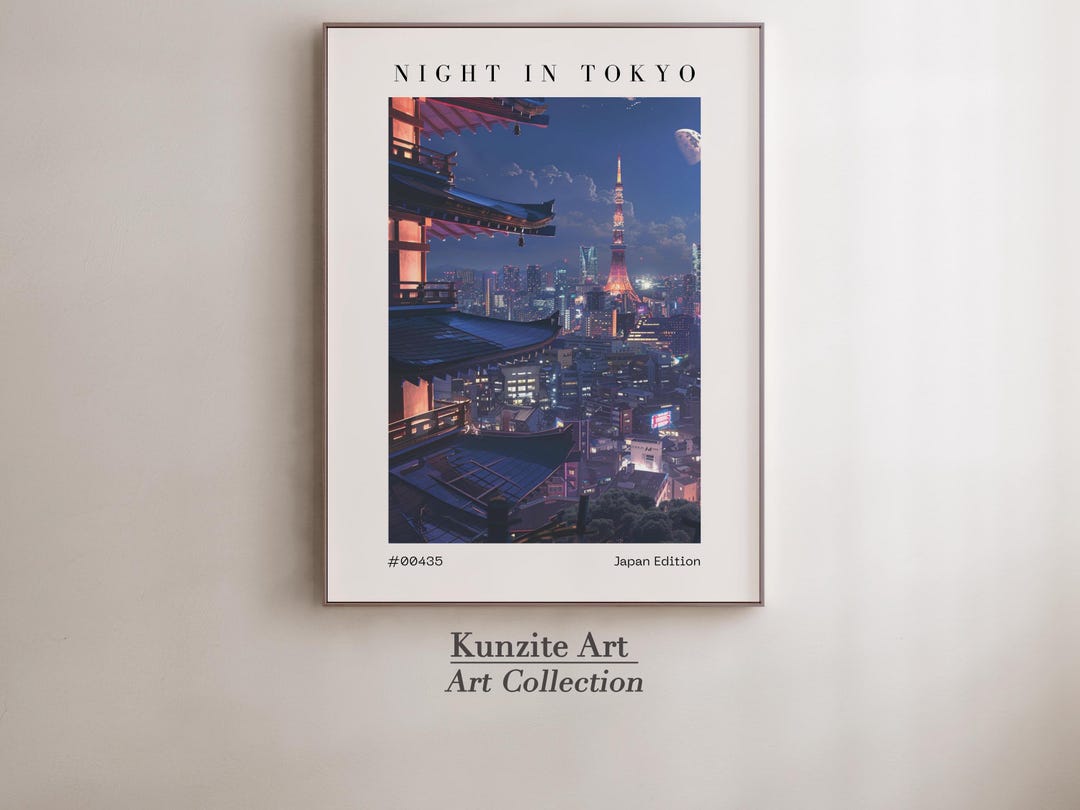 Night in Tokyo Wall Art – Japanese Cityscape Digital Print, Tokyo Tower ...