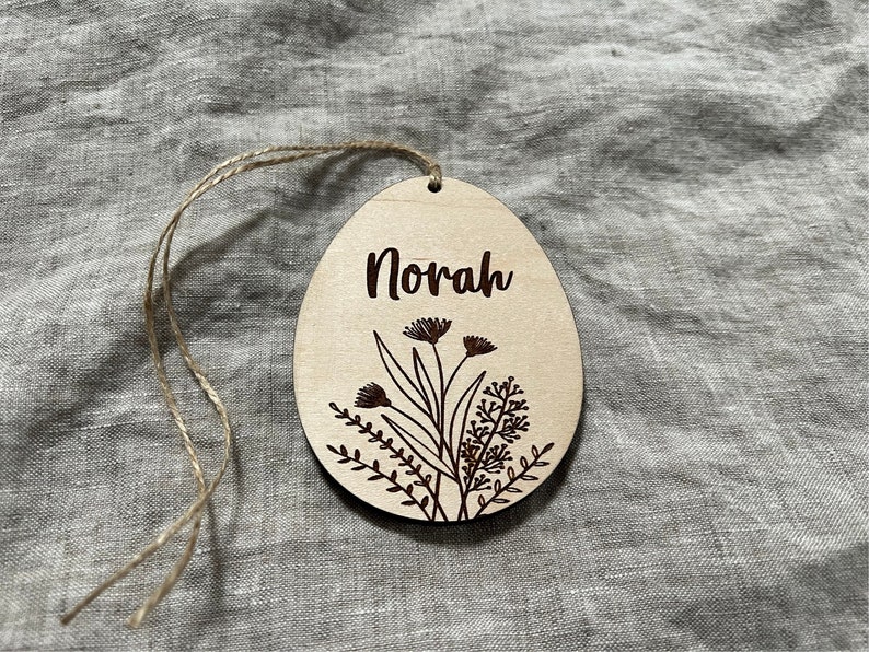 Wooden Egg Shaped Easter Name Tag // Easter Basket Name Tag // - Etsy