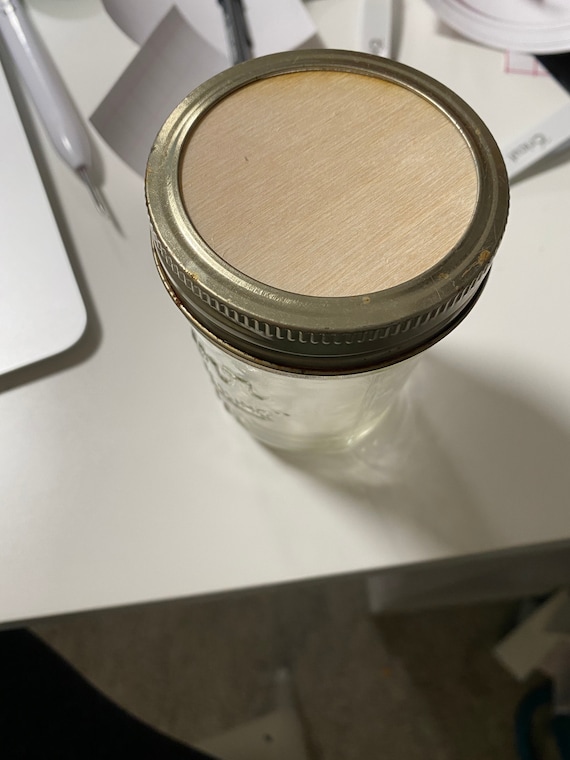 Custom Wooden Mason Jar Lid Your Design on a mason jar Jar | Etsy