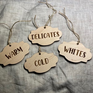 Custom Wooden Laundry Basket Labels // Wood Labels for Organizing ...