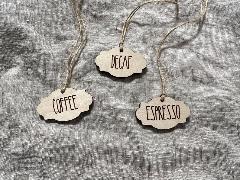 Custom Wooden Coffee Bar Labels // Wood Labels for Organizing // Wood ...