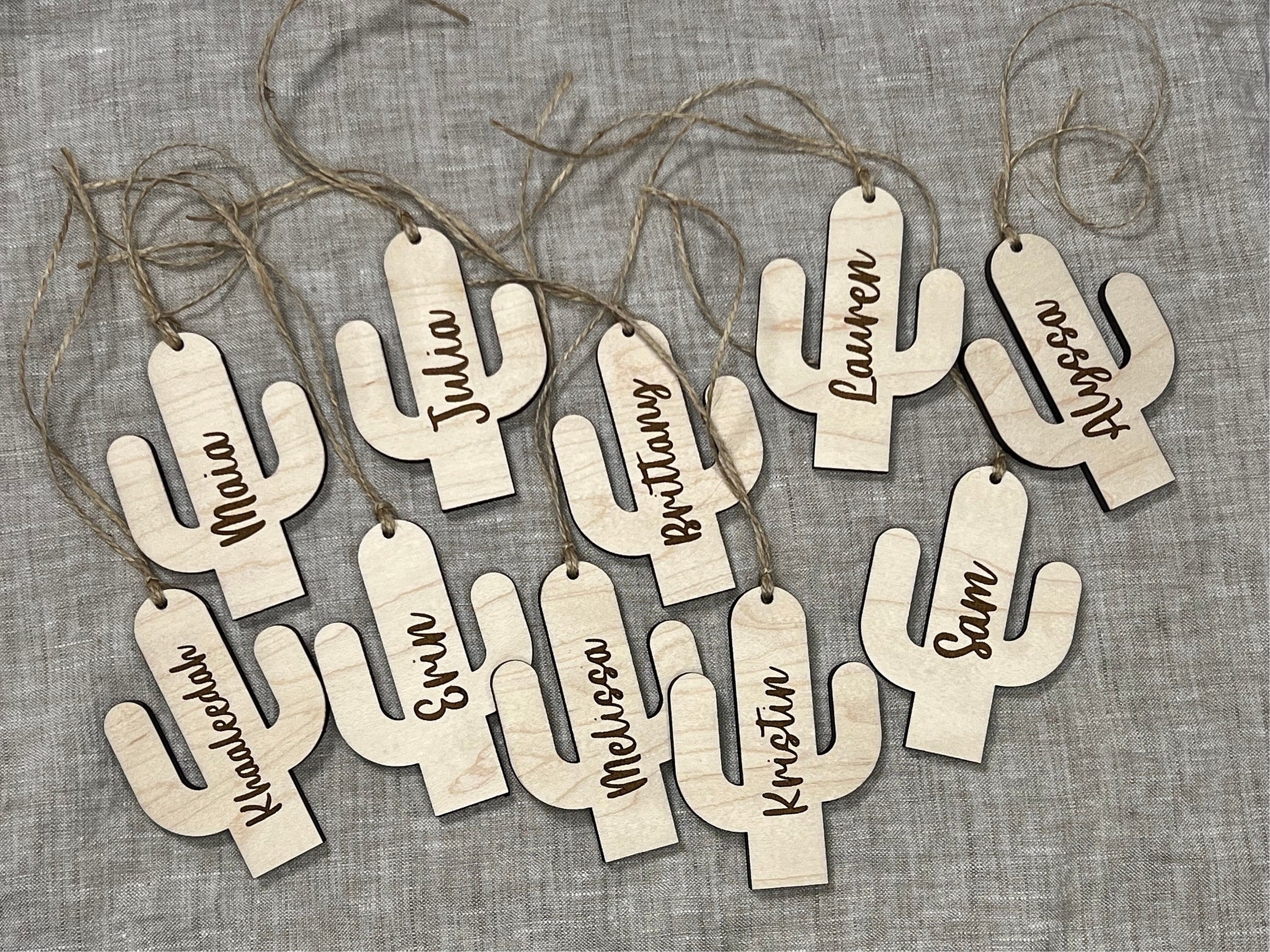 Wooden Cactus Name Tag // Engraved Cactus Name Tag // Cactus Name Tag ...