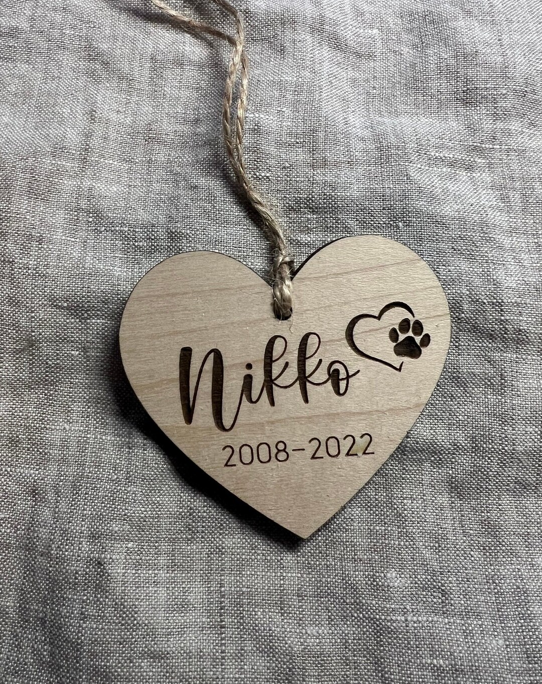 Wooden Dog Memorial Tag // Engraved Heart Name Tag // Memorial Tag ...