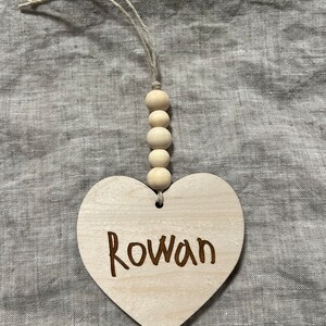 Wooden Heart Name Tag With Handwriting // Engraved Heart Name Tag ...