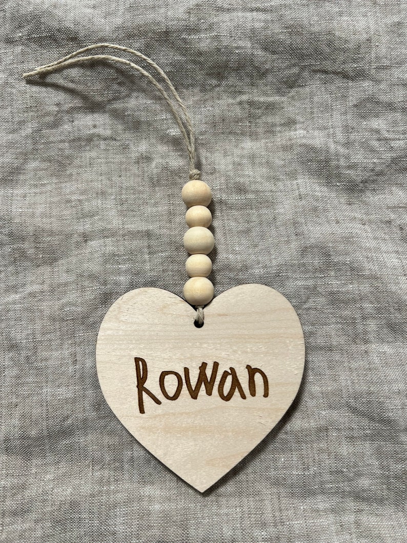 Wooden Heart Name Tag With Handwriting // Engraved Heart Name - Etsy