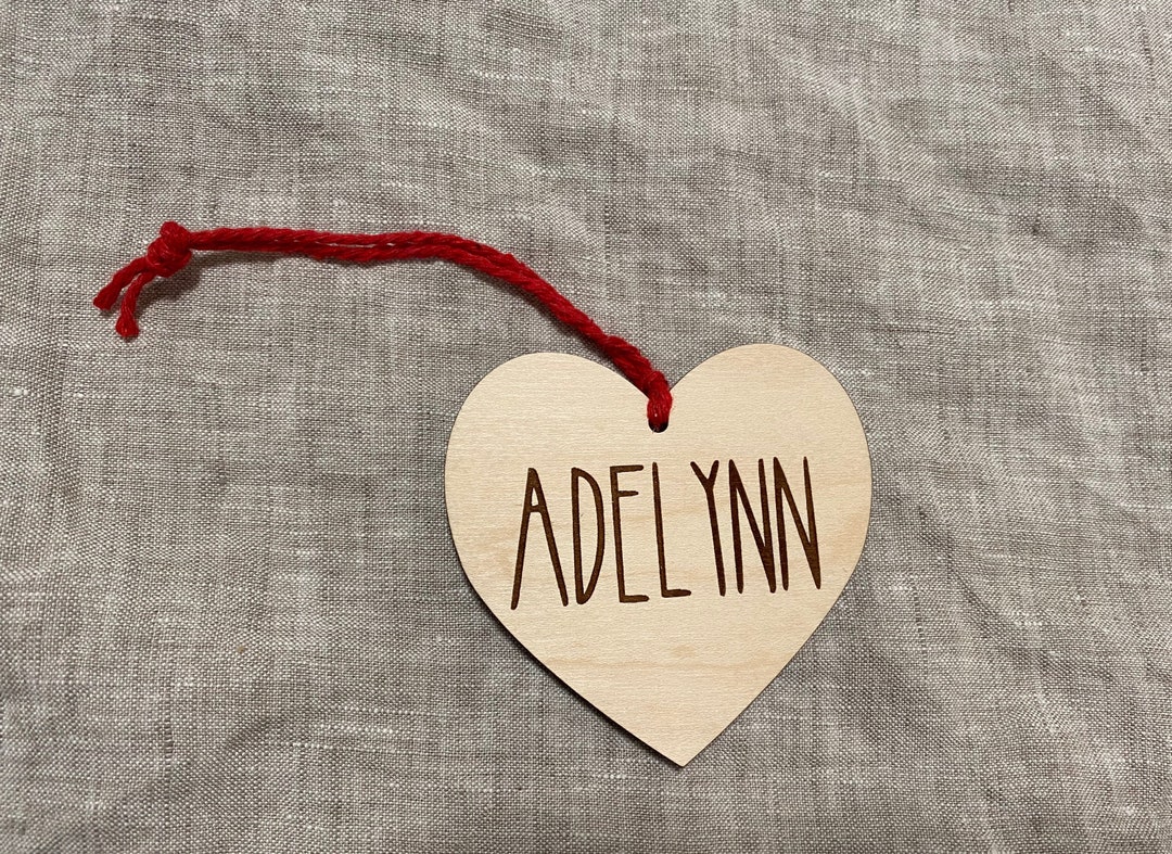 Wooden Heart Name Tag // Engraved Heart Name Tag // Valentine’s Day ...