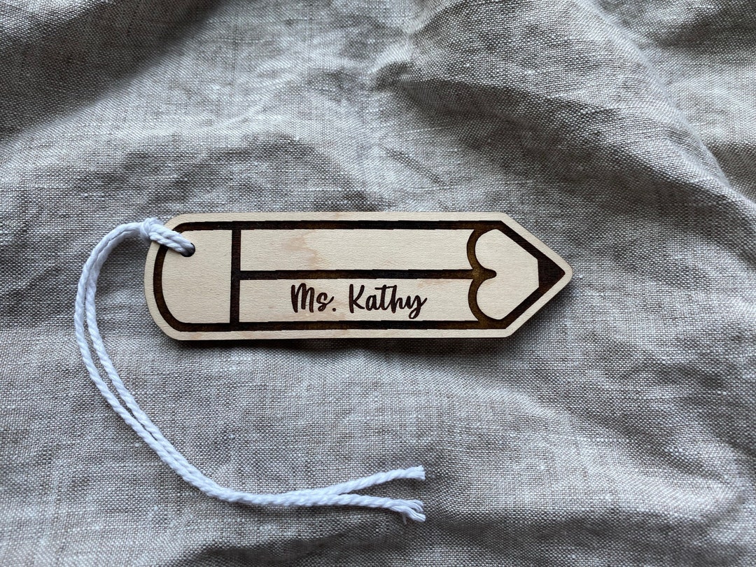 Teacher Gift Tag // Wooden Teacher Name Tag // Pencil Teacher Name Tag ...