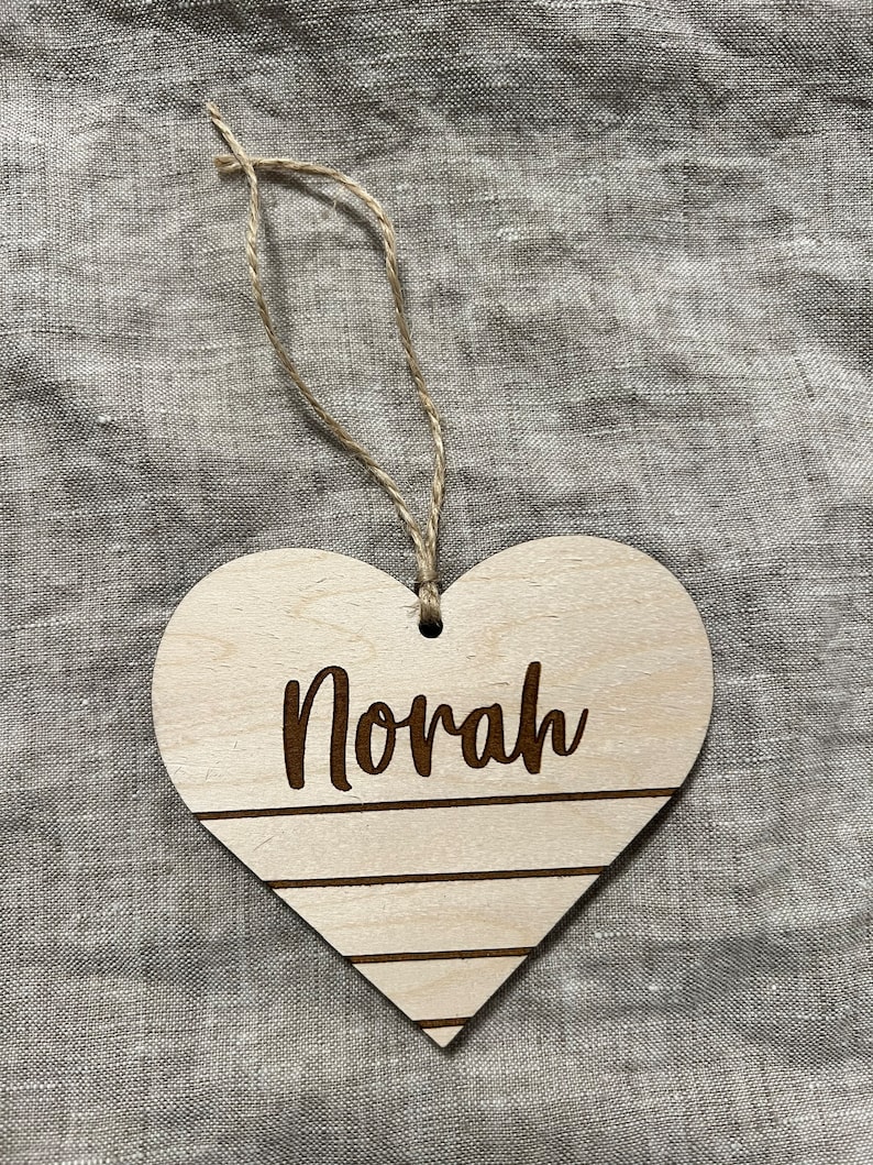 Wooden Heart Name Tag // Engraved Heart Name Tag // Valentine’s Day ...