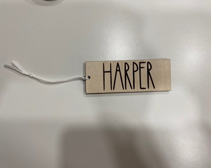 Wooden Name Tag With Beads // Engraved Name Tag // Christmas | Etsy