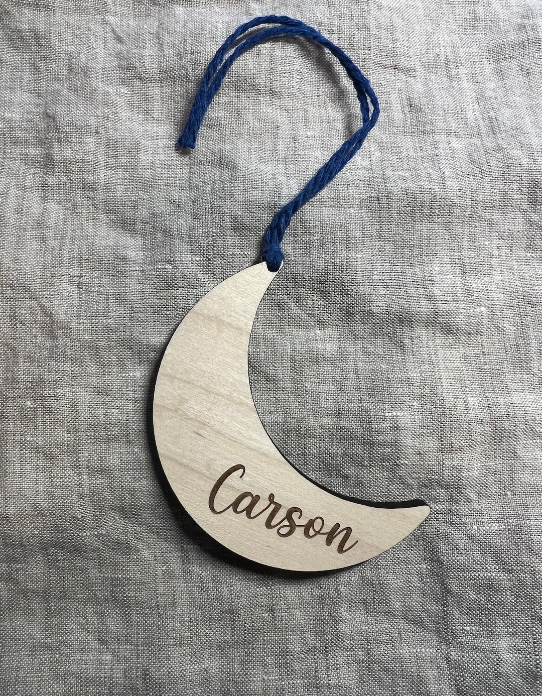 Wooden Moon Name Tag // Engraved Moon Name Tag // Moon Name Tag ...