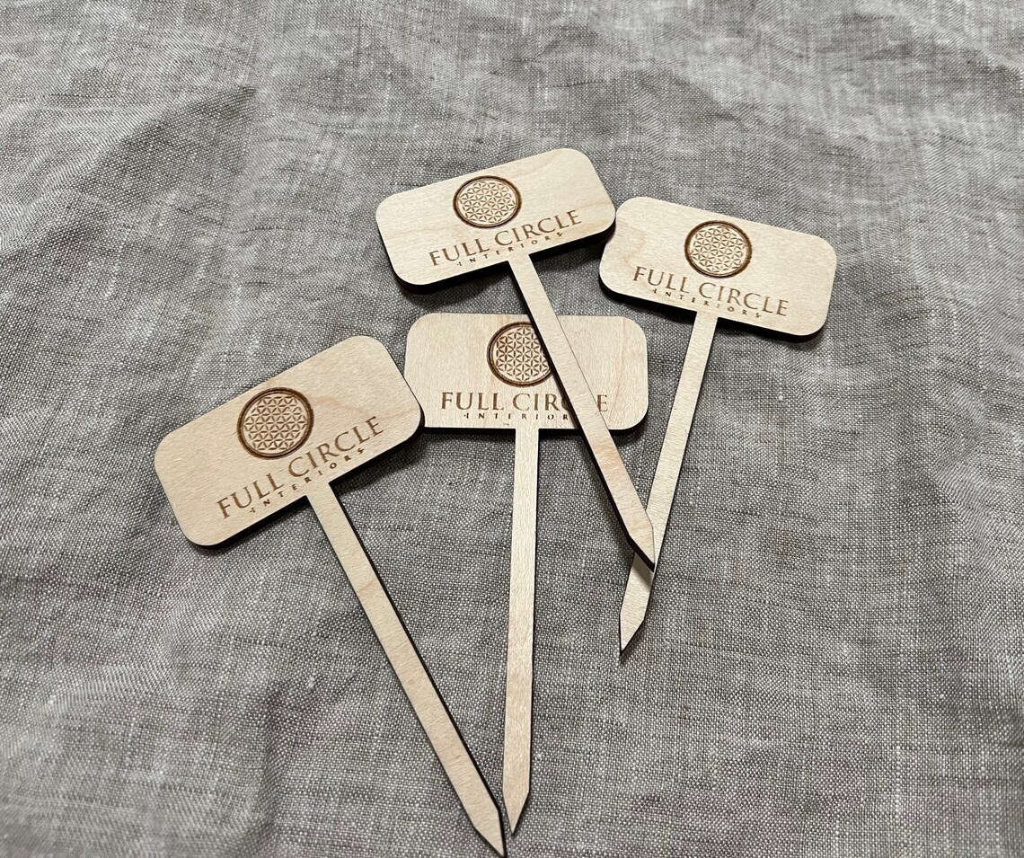 Wooden Logo Plant Stakes // Custom // Plant Markers // Garden Markers ...