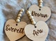 Wooden Heart Name Tag With Beads // Engraved Heart Name Tag // - Etsy