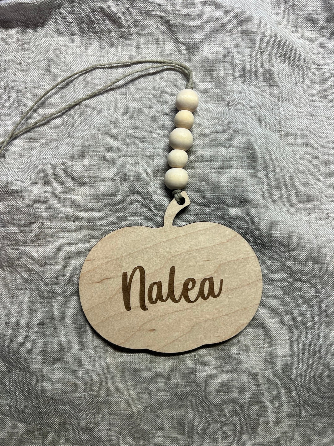 Wooden Halloween Name Tag With Beads // Halloween Bucket Name Tag ...