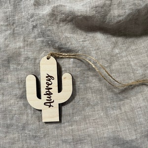 Wooden Cactus Name Tag // Engraved Cactus Name Tag // Cactus Name Tag ...