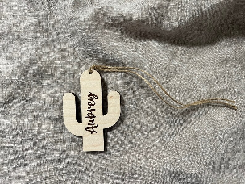Wooden Cactus Name Tag // Engraved Cactus Name Tag // Cactus - Etsy