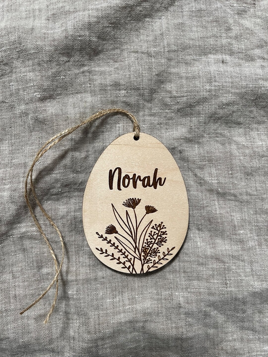 Wooden Egg Shaped Easter Name Tag // Easter Basket Name Tag // Engraved ...