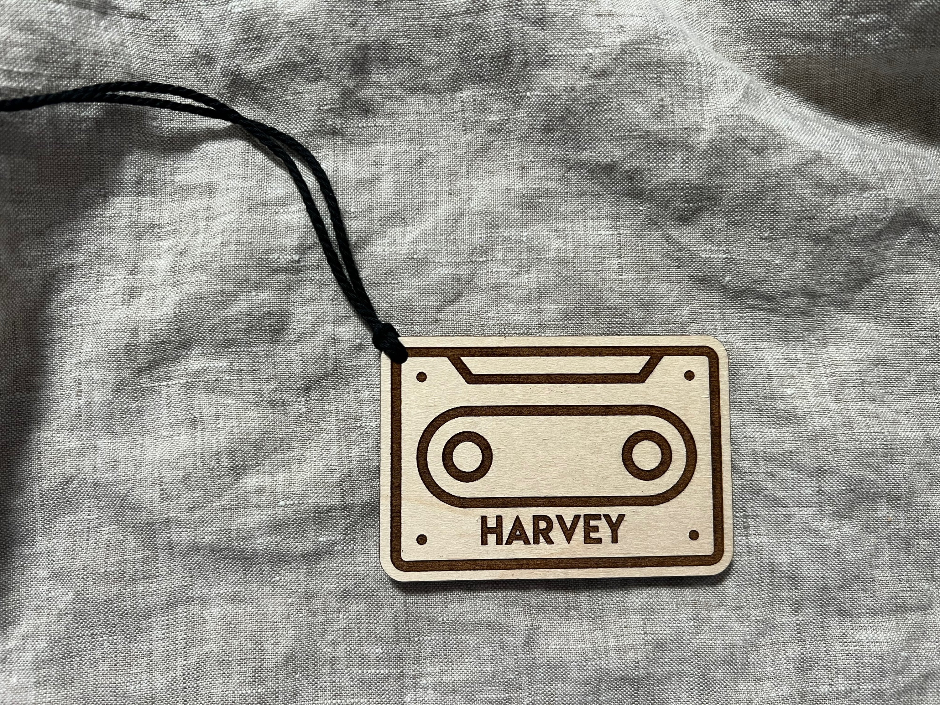Wooden Cassette Tape Name Tag // Engraved Cassette Tape Name Tag ...