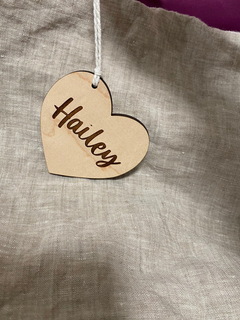 Wooden Heart Name Tag // Engraved Heart Name Tag // Valentine’s Day ...