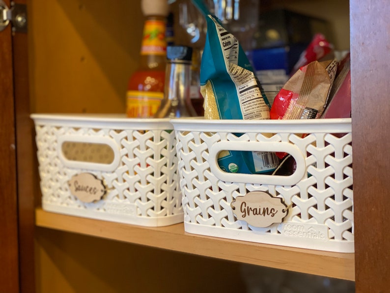Custom Wooden Pantry Labels // Wood Kitchen Labels // Wood Pantry Bin ...