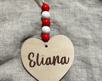Wooden Heart Name Tag // Engraved Heart Name Tag // - Etsy