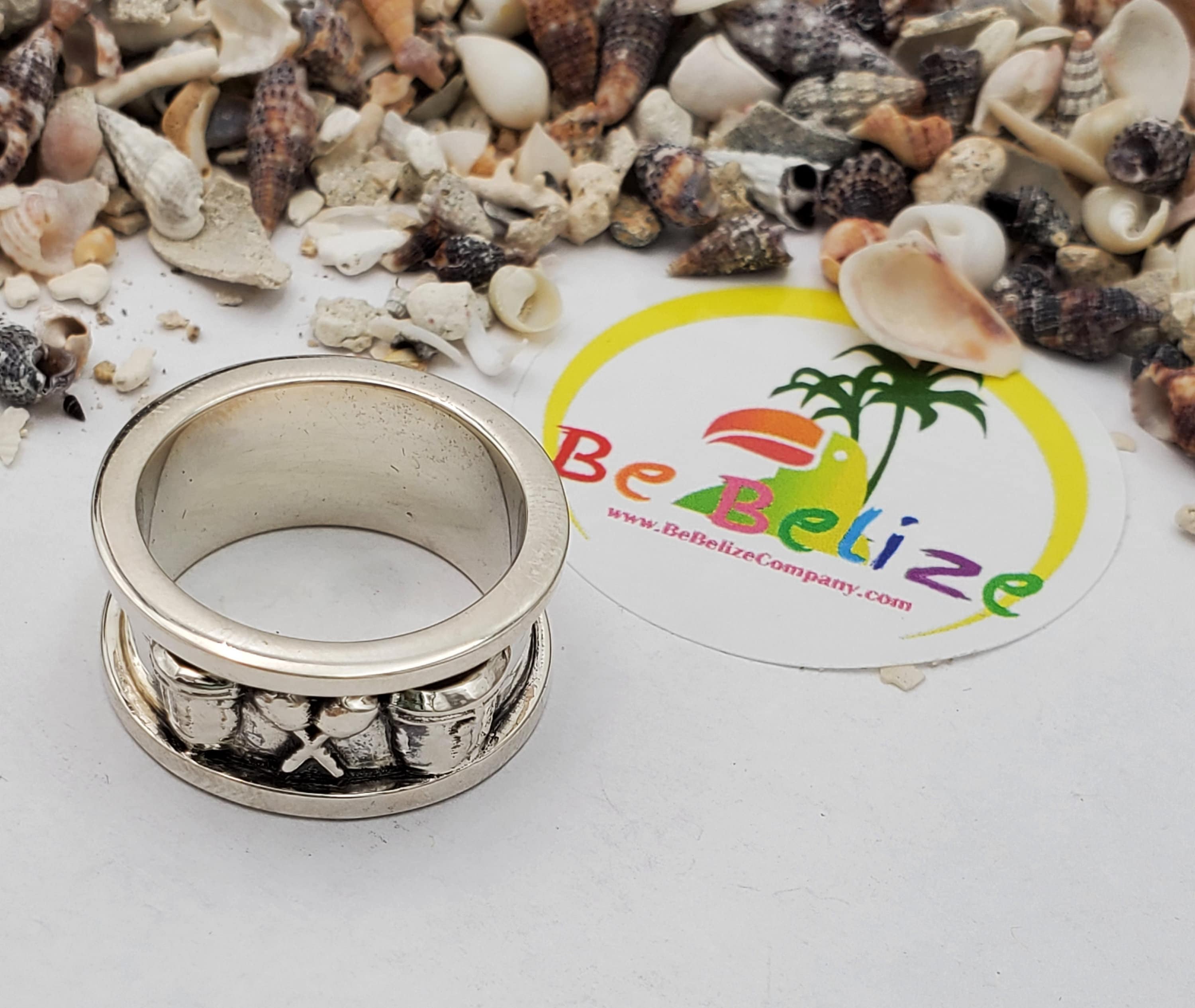 Garifuna Drum & Shaka Ring .925 Sterling Silver - Etsy
