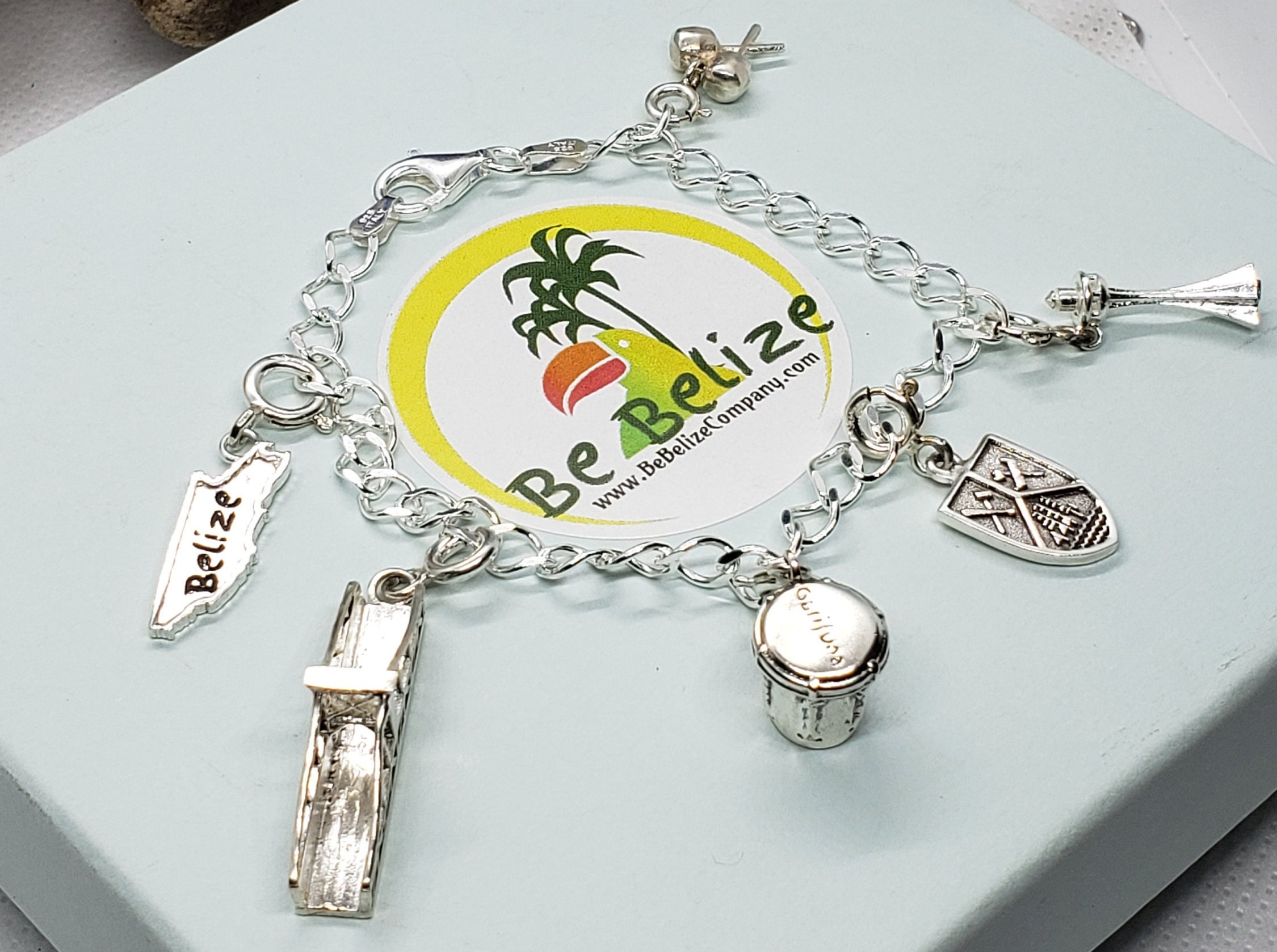 Belizean Pride Charm Bracelet .925 Sterling Silver - Etsy