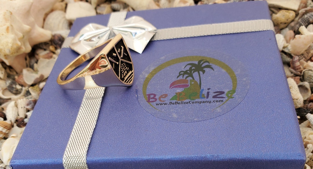 Buy Belize Flag Coat of Arms Blazon Ring 14kt Yellow Gold men/women Online in India - Etsy