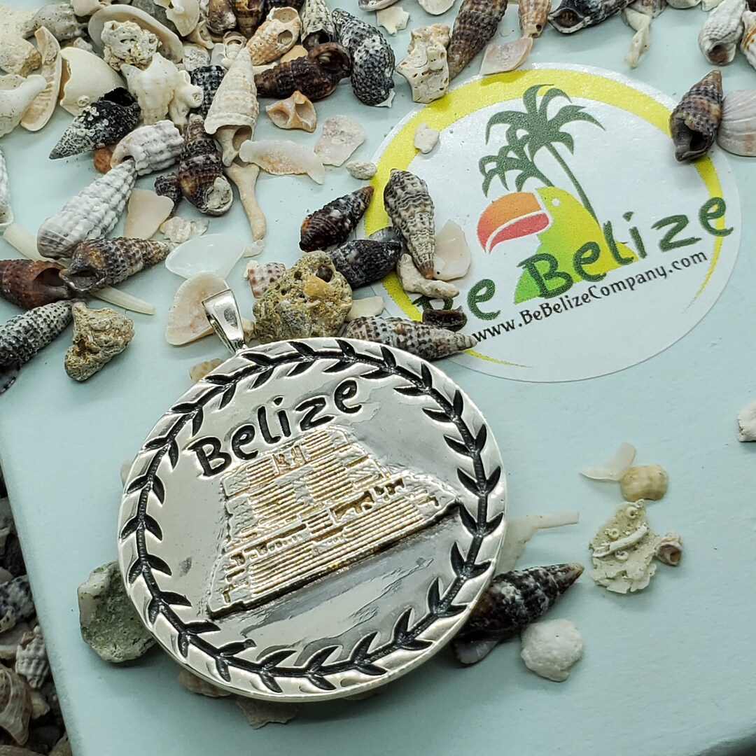 BELIZE Maya Temple Pendant .925 Sterling Silver large - Etsy