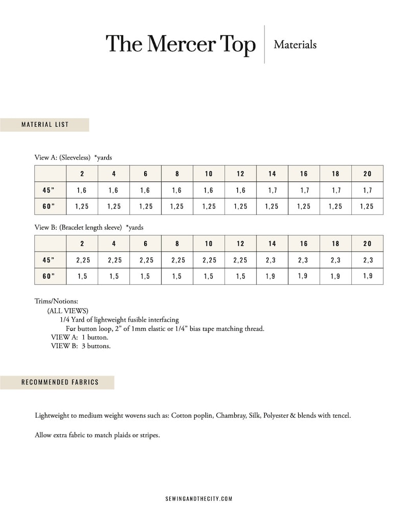 Mercer Top PDF Sewing Pattern | Etsy