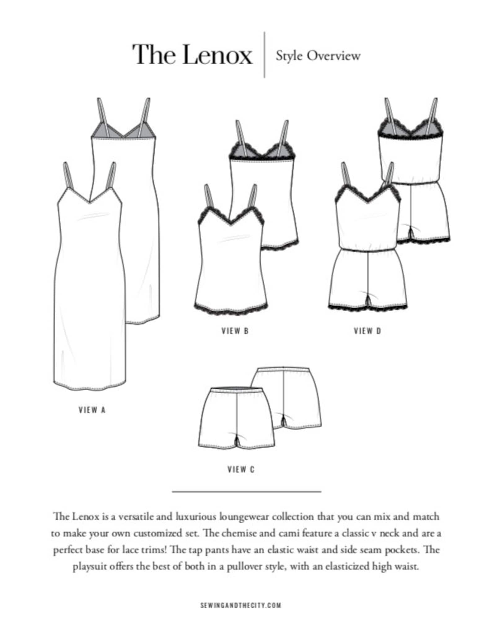 Lingerie Sewing Pattern Pdf The Lenox Loungewear Set Etsy