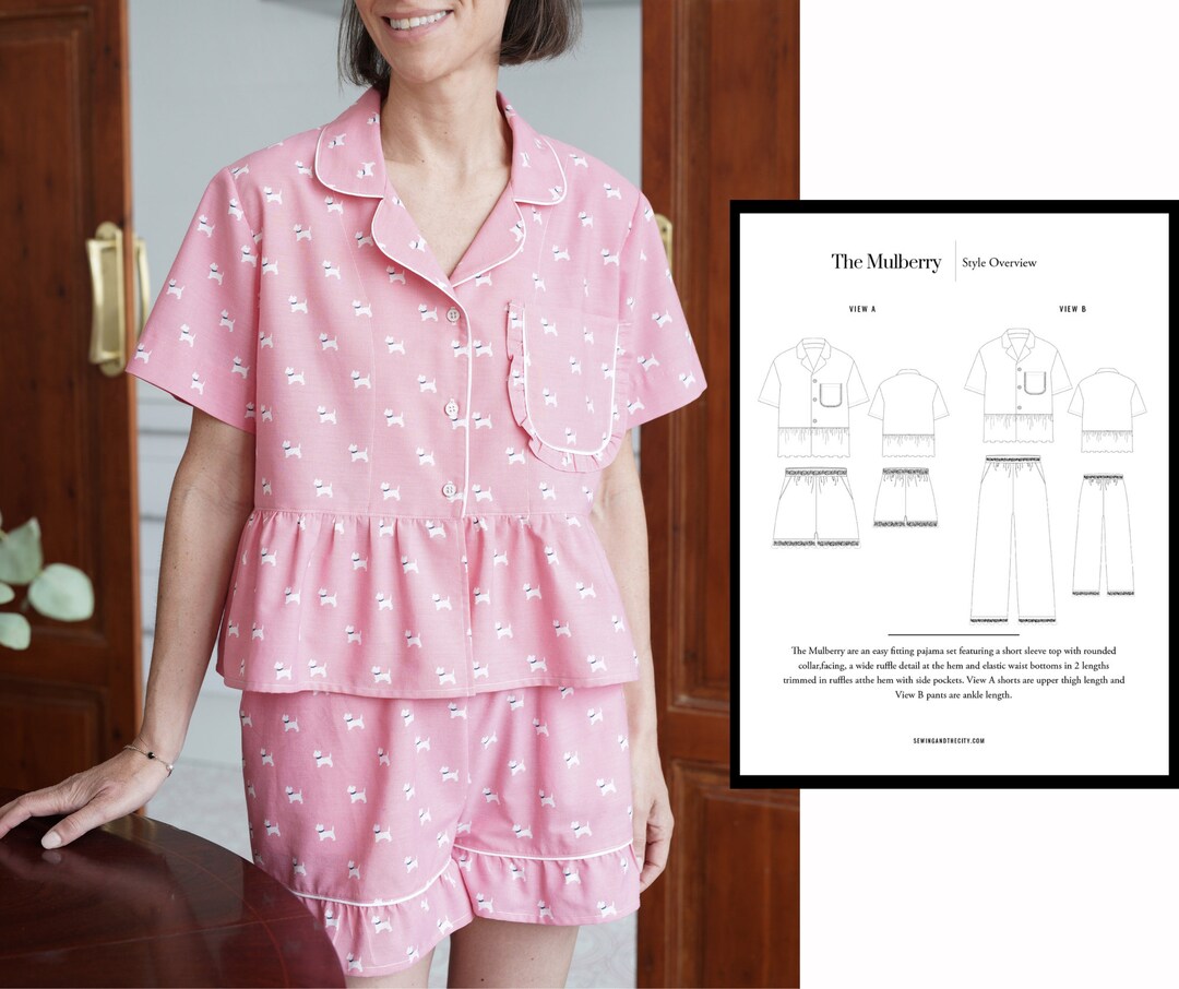 The Mulberry Pajama Pattern PDF - CUTE Pajama Sewing Pattern | Women's ...