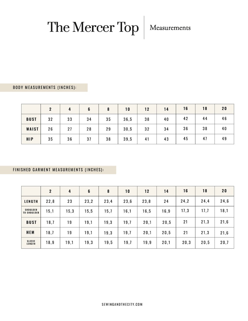 Mercer Top PDF Sewing Pattern | Etsy